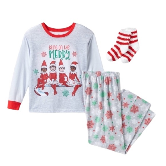 Pajamas | Elf On The Shelf 2pc Girls Pajama Set With Socks Nwt | Poshmark